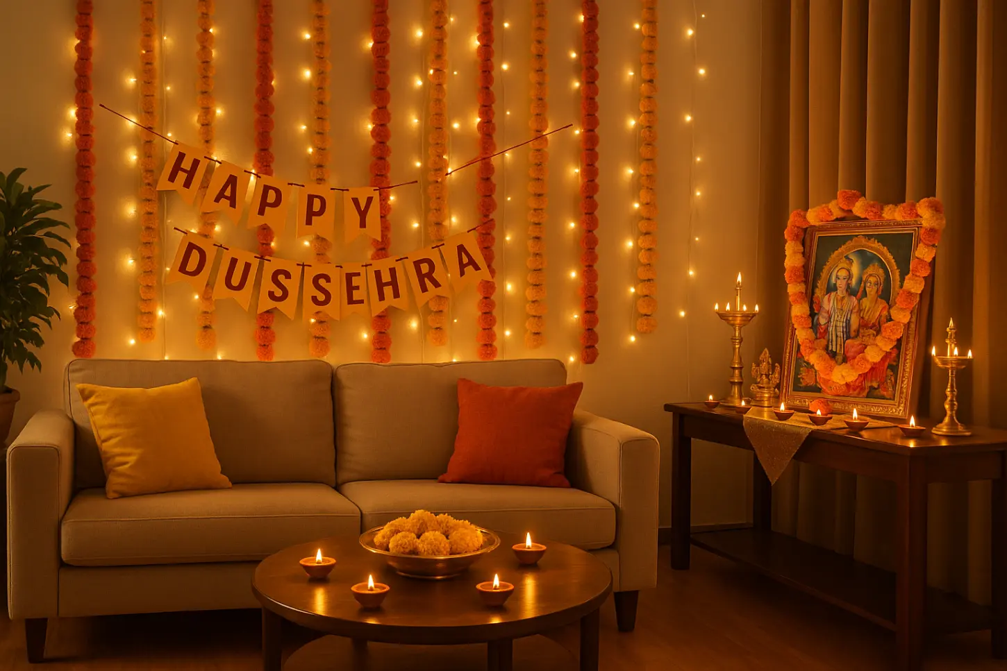 Transform Your Living Room into a Stage: Festive Dussehra Decoration ...